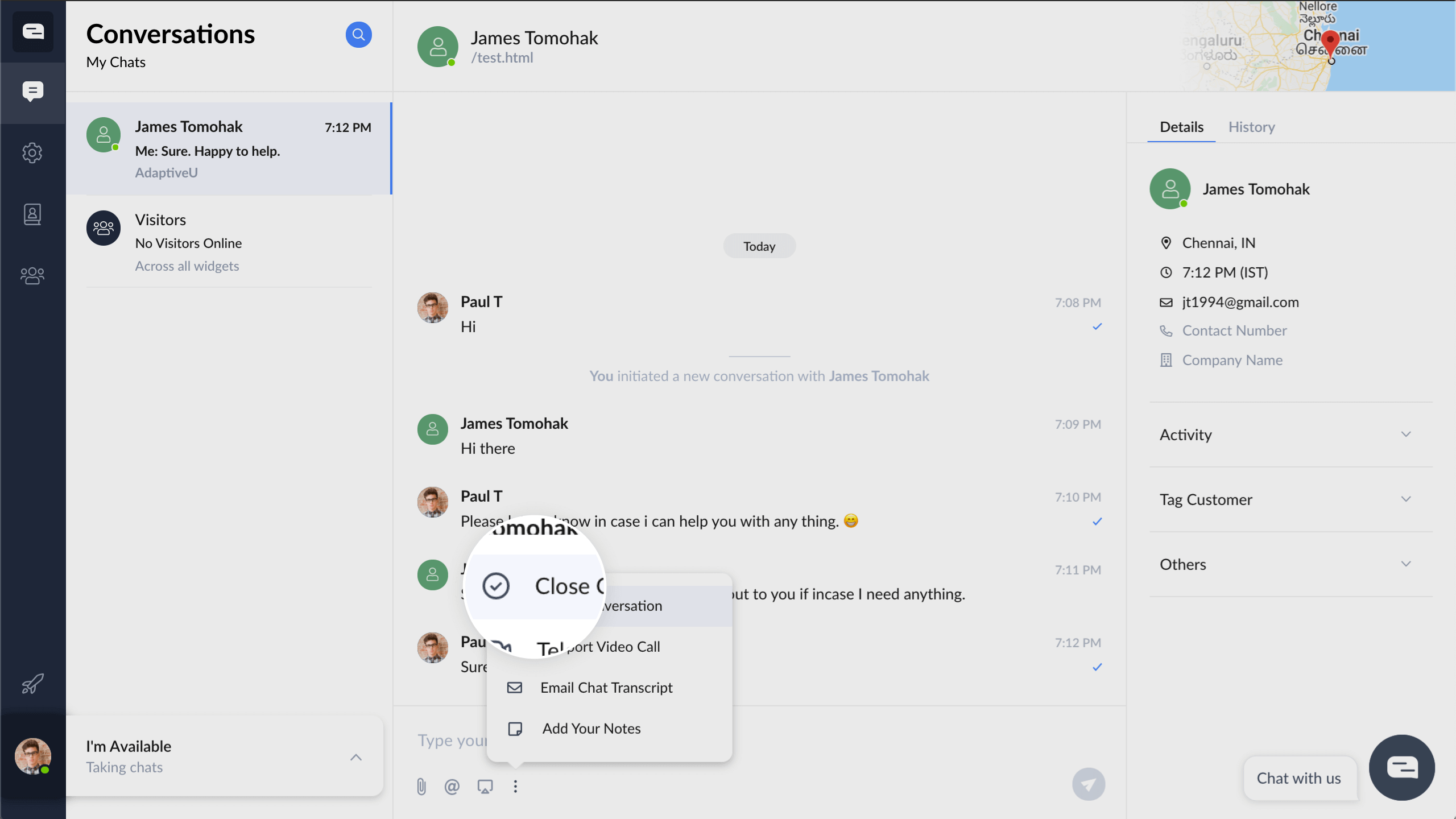 Receiving notifications for incoming chats - ChatSupport.co