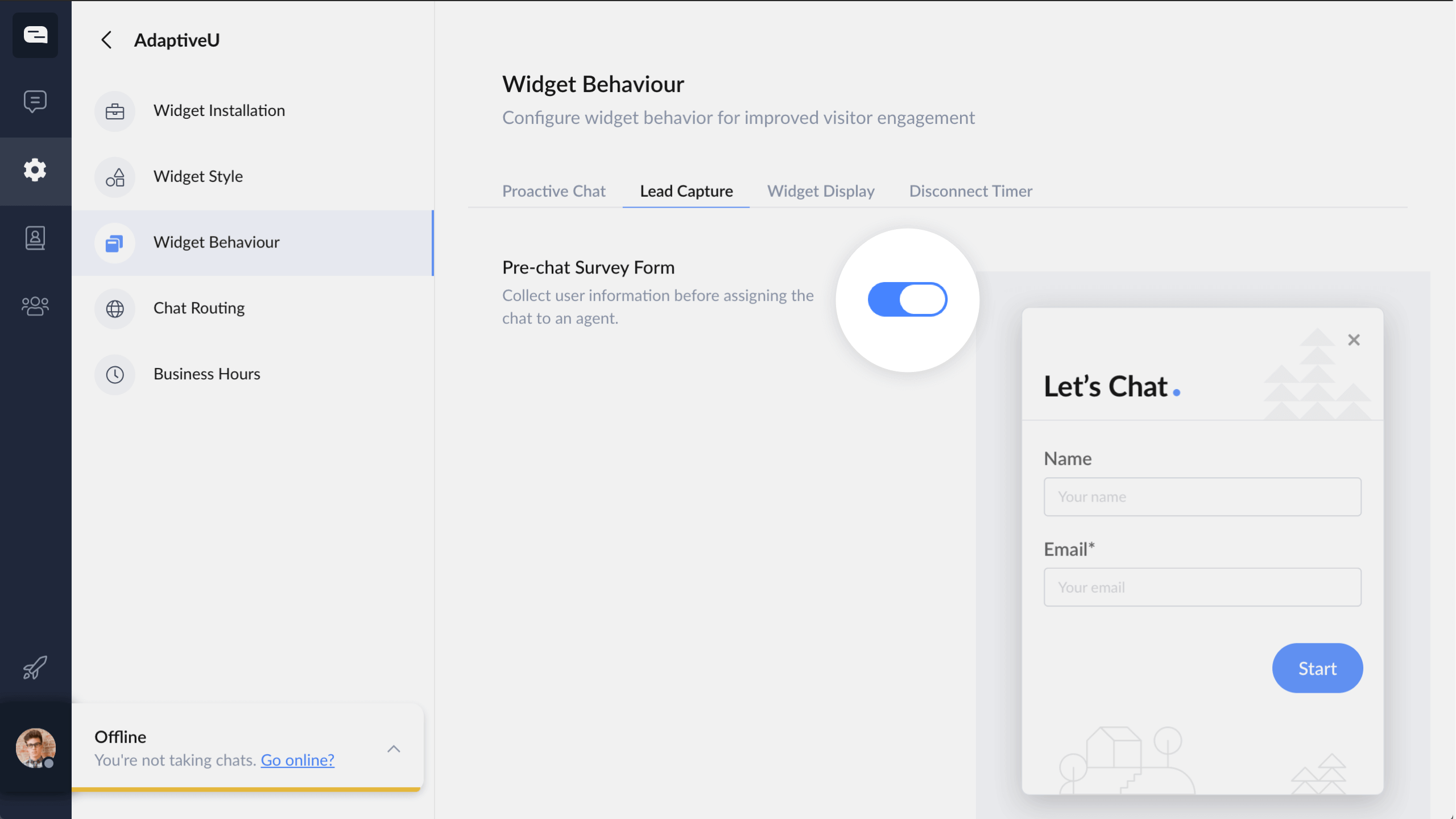 Configure Lead Capture Widget - ChatSupport.co